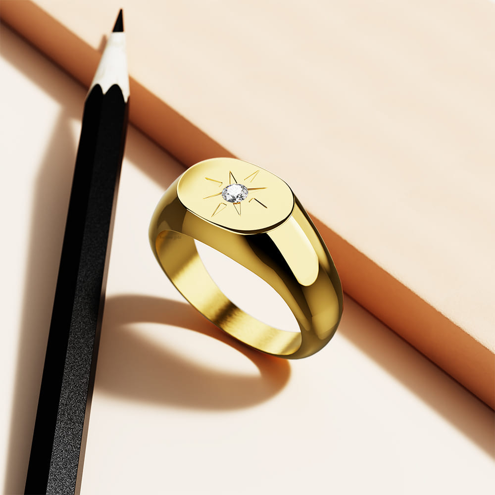 Bullion Gold Celestial Brilliance Yellow Gold Zirconia Crystal Ring