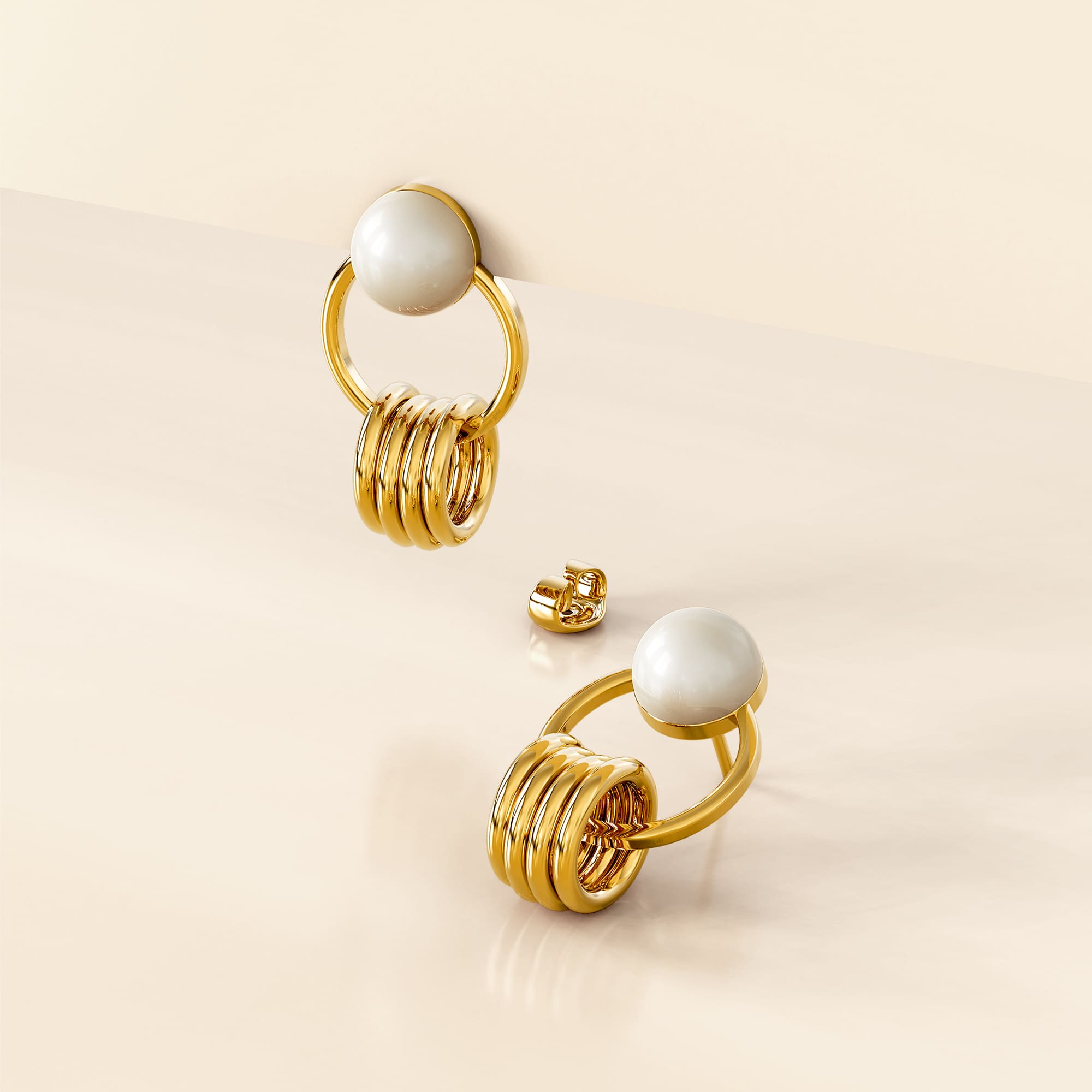 Bullion Gold Helena Pearl Yellow Gold Earrings
