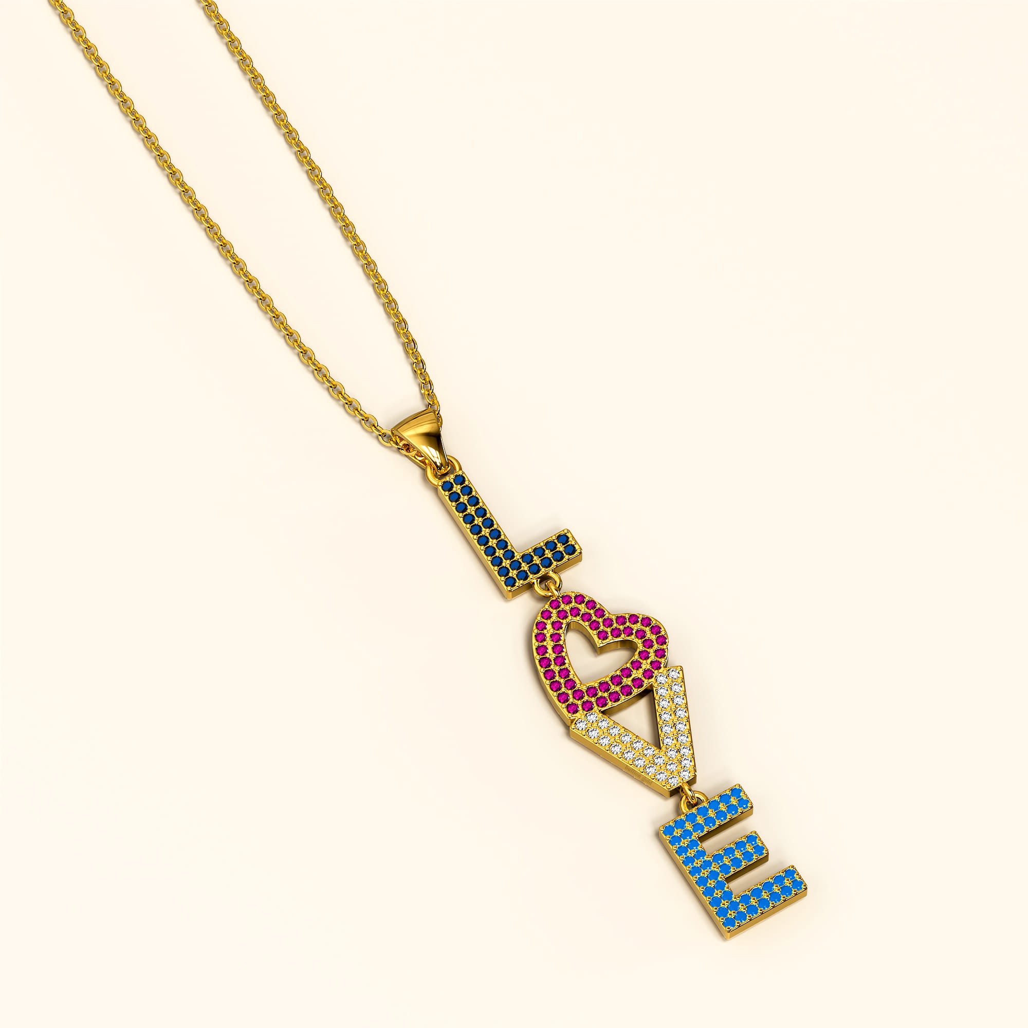 Bullion Gold Love Yours Yellow Gold Zirconia Crystal Necklace