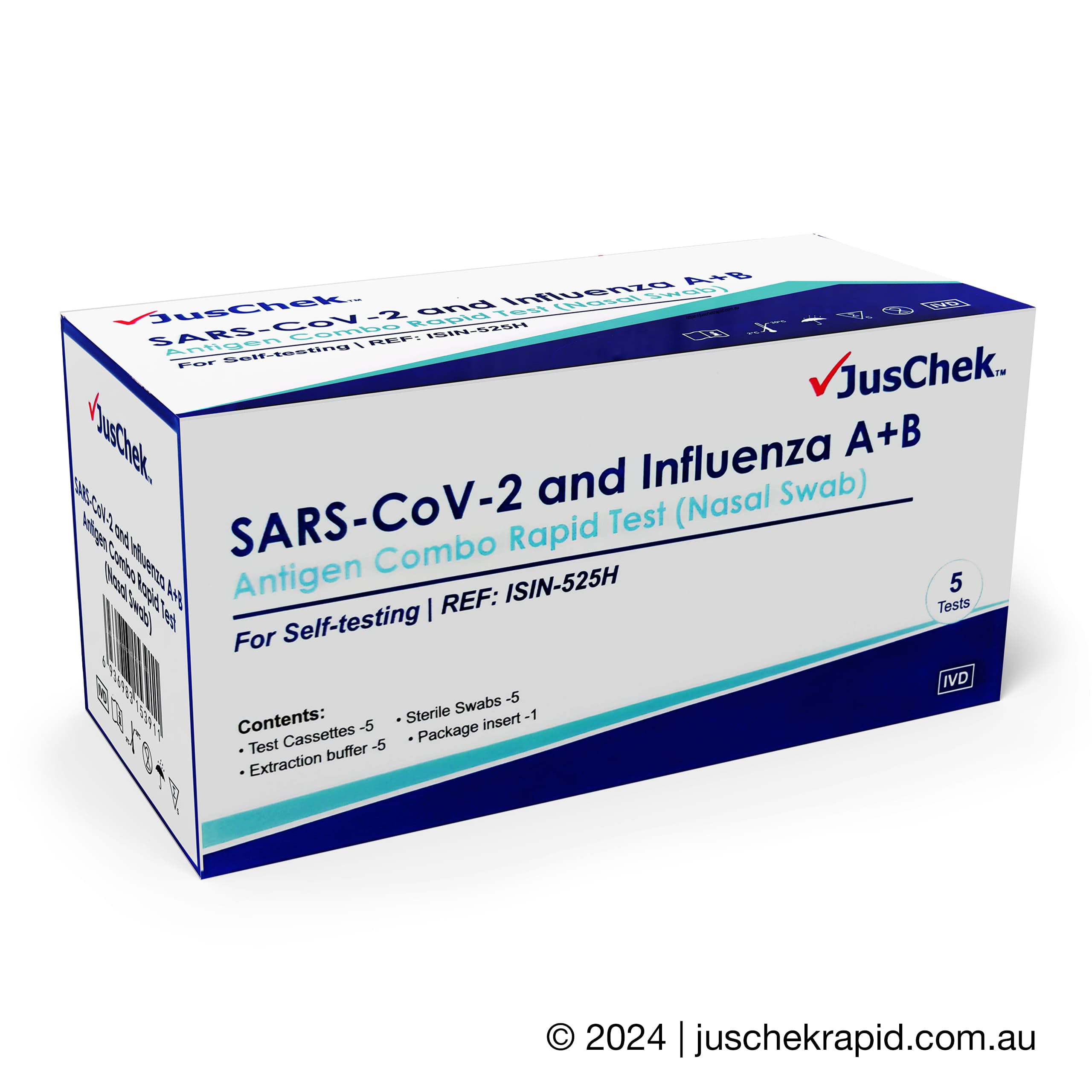 JusChek COVID-19 Rapid Antigen Test RAT Test Avail Oral & Nasal 5/10Pk