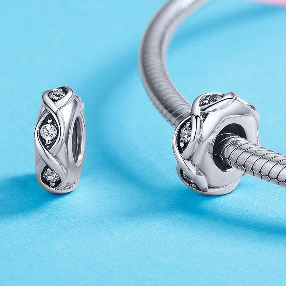 925 Signature Silver Twisted CZ Platinum Charm