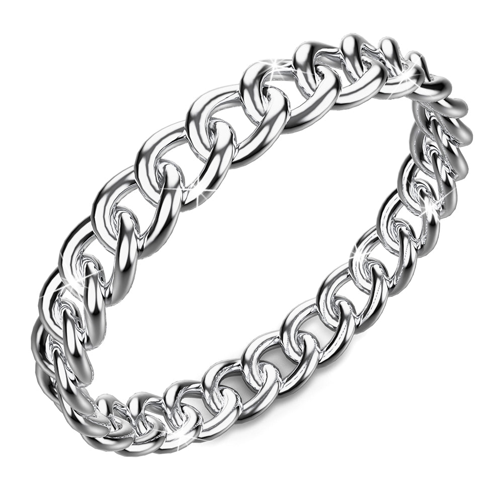 925 Signature Silver Curb Chain Link Stacking Ring