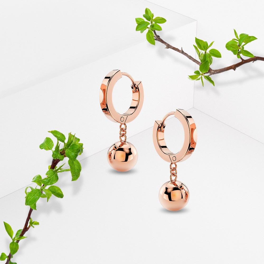 Bullion Gold Brilliant Ball Rose Gold Earrings