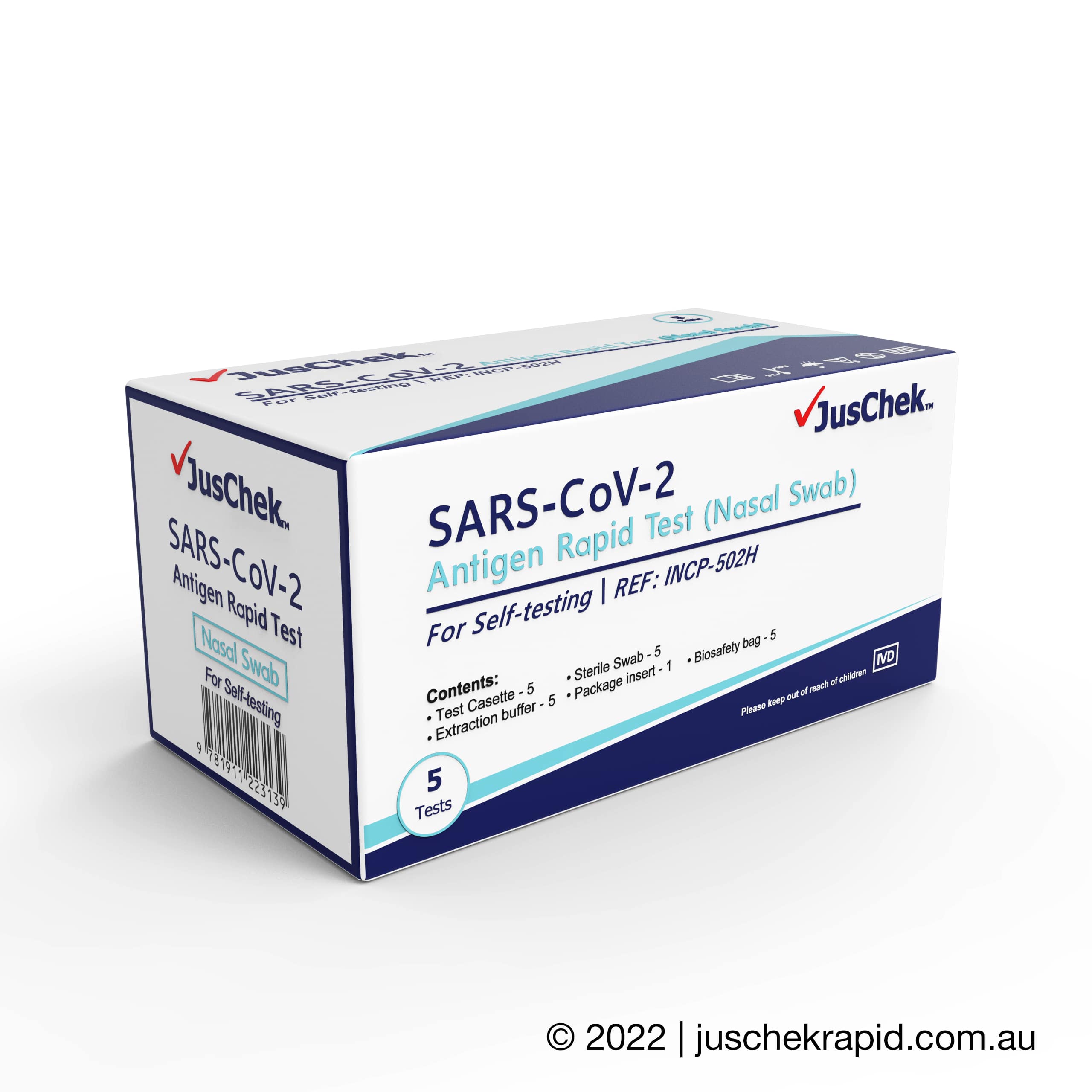 JusChek COVID-19 Rapid Antigen Test RAT Test Avail Oral & Nasal 5/10Pk