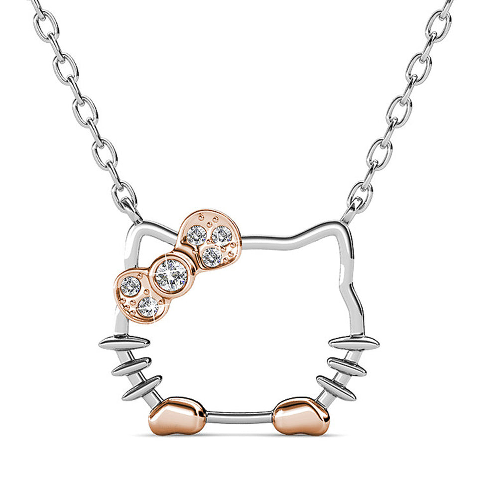 Krystal Couture Hello Kitty Swarovski crystals Dual Tone Gold Necklace