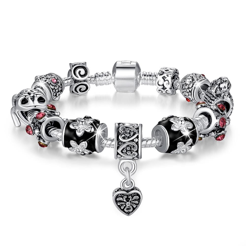 Boxed Pandora Inspired Full Set Beaded Charm Bracelet