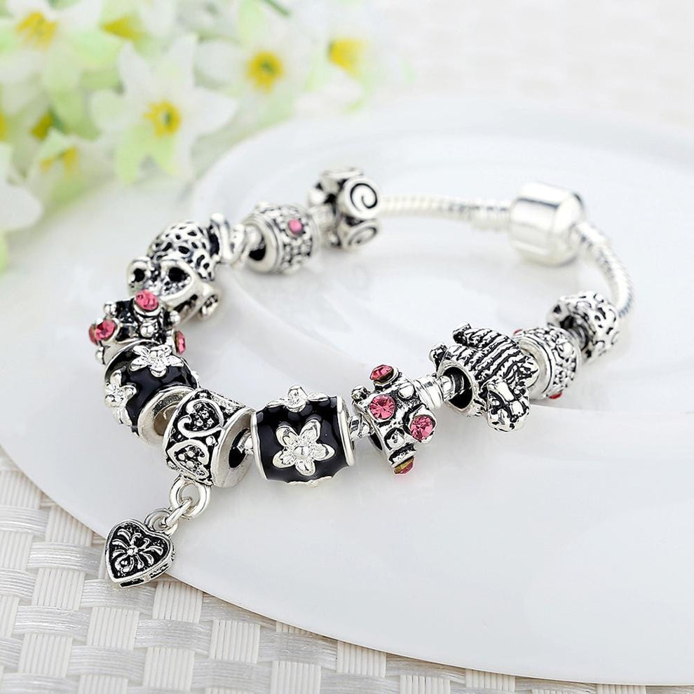 Boxed Pandora Inspired Full Set Beaded Charm Bracelet