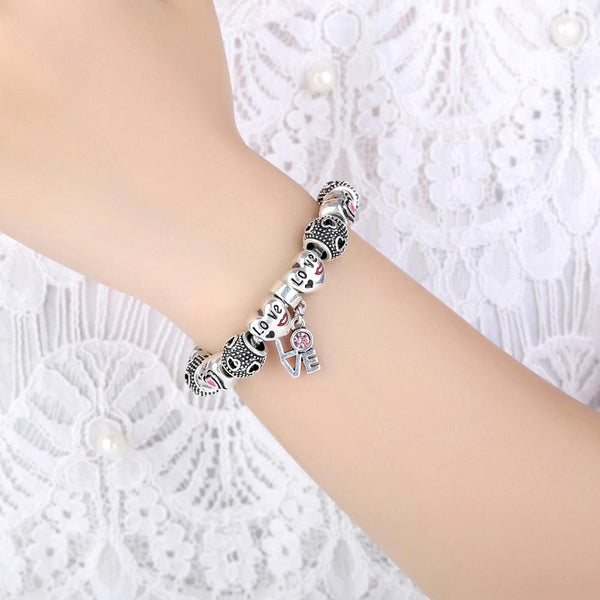 Pandora Inspired Full Set Beaded Charm Bracelet