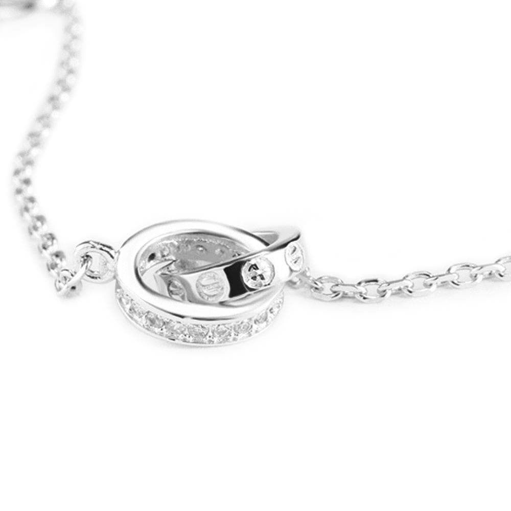 925 Signature Silver Secret Lock Desire White Gold Zirconia Bracelet
